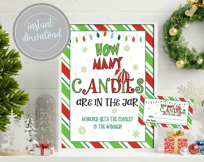 Christmas Candy Guessing Game Printable, How Many Candies Are in the ...