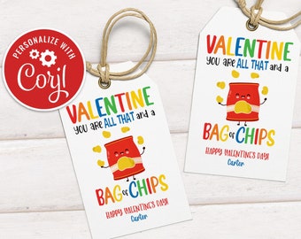 Editable Chip Bag Valentine's Day Gift Tag Valentine You Are All That ...