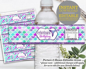 Mermaid Water Labels | Etsy