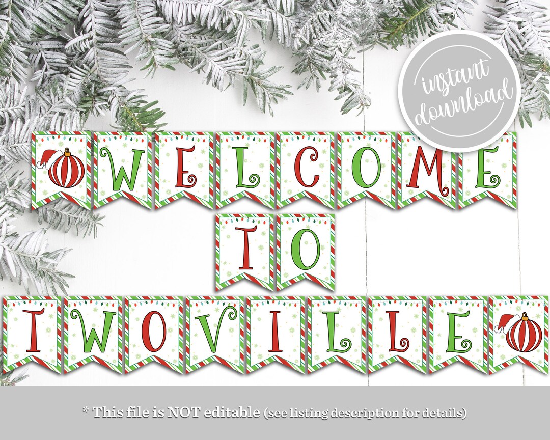 Welcome to Twoville Banner, Christmas TWO Birthday Banner, Christmas ...