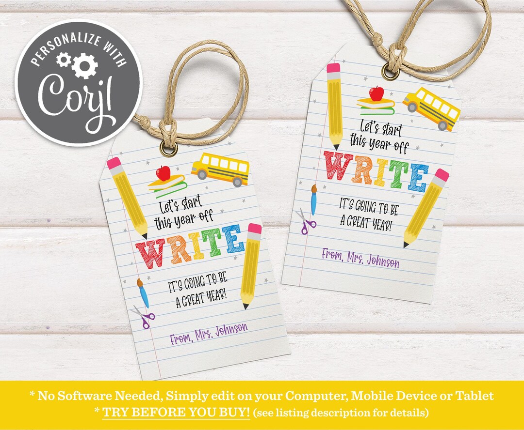 Editable Let's Start the Year off Write Tag Teacher Back to School ...
