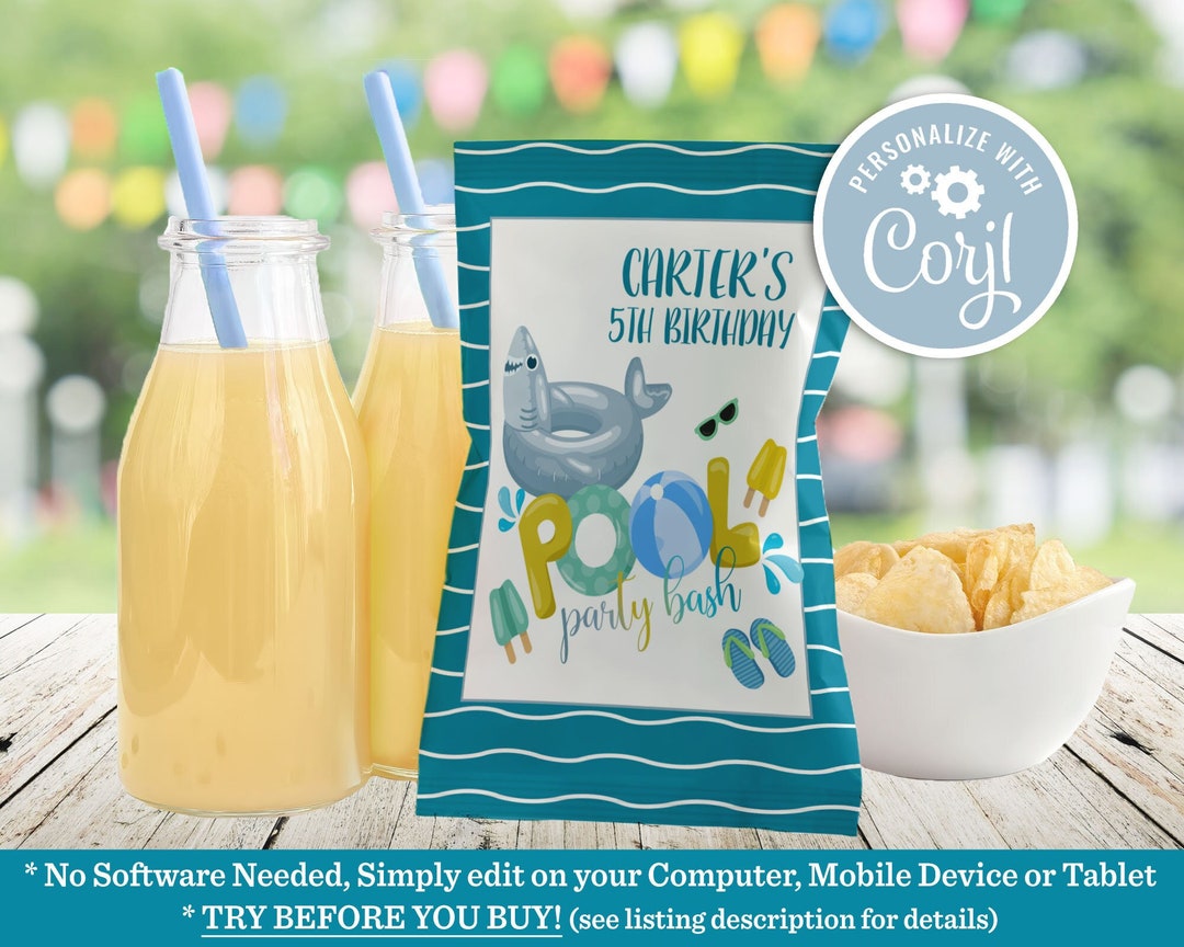 Shark Floaty Pool Party Chip Bag Splish Splash Pad Water Slide Boy Pool ...