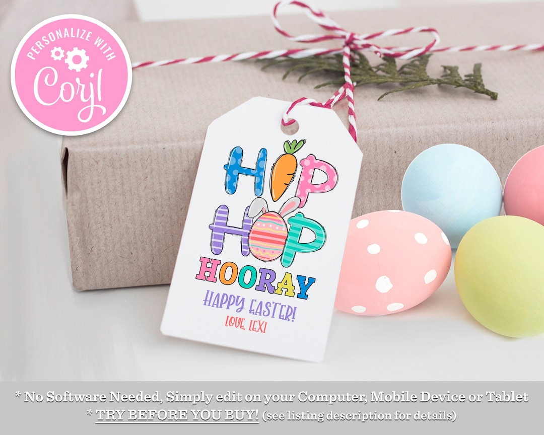 Editable Hip Hop Hooray Easter Favor Tags (digital Download) - Etsy