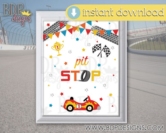 Pit Stop Sign, Fast One Birthday, Fast One, Racing Birthday, Race Car ...