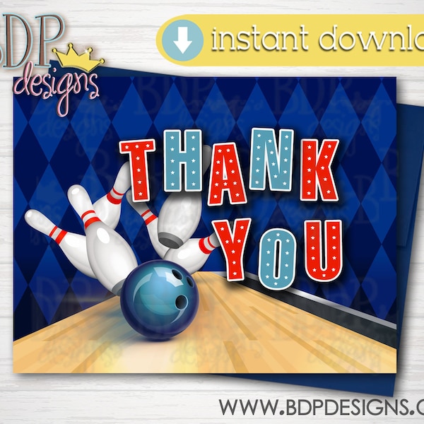 Bowling Printable Birthday Card - Etsy