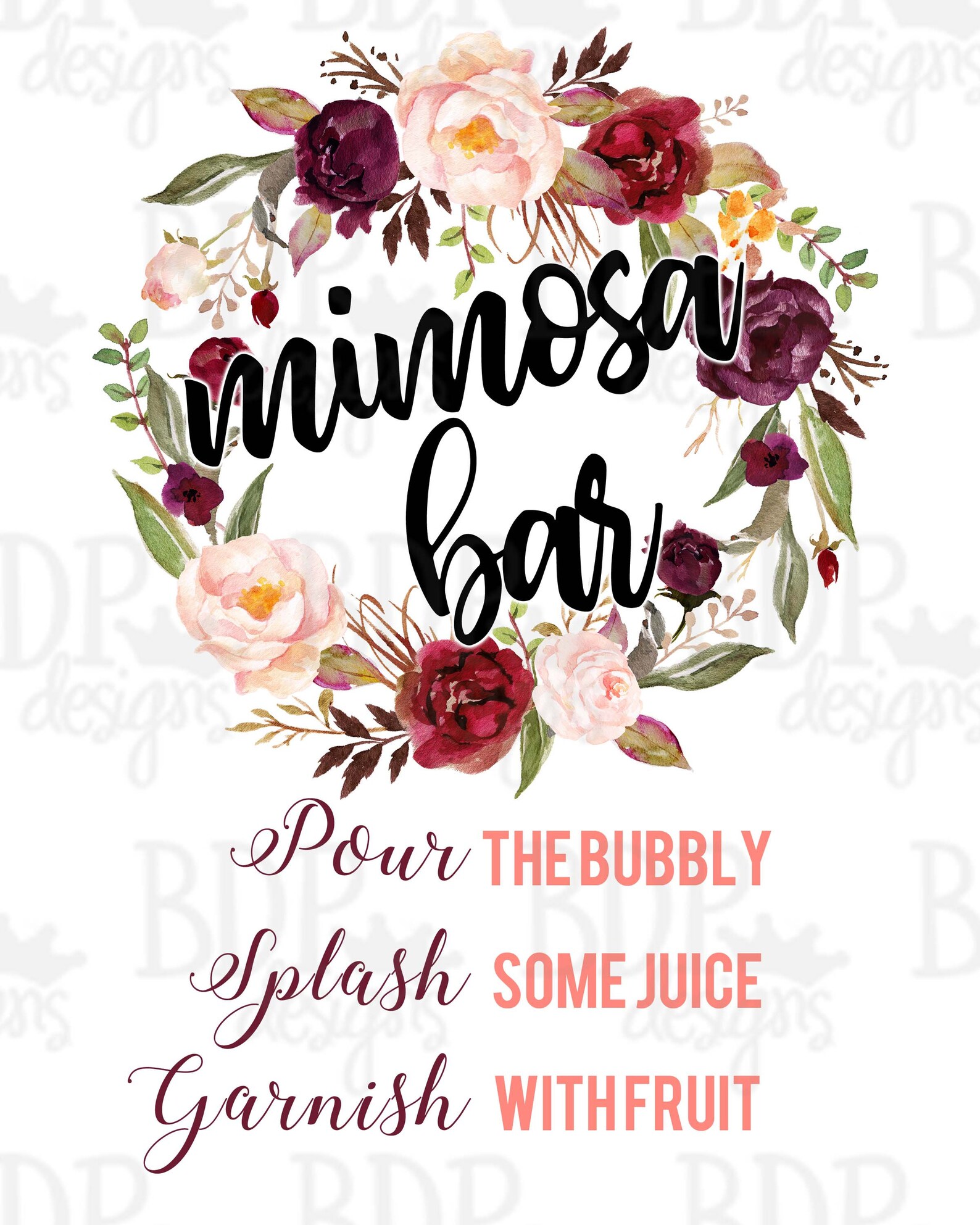 Mimosa Bar Sign Floral Mimosa Bar Sign Mimosa Bar Sign - Etsy