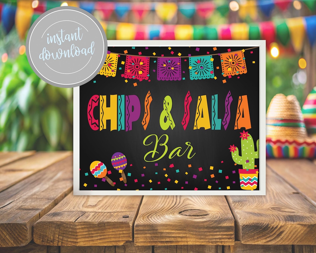 Fiesta Chips & Salsa Bar Sign Fiesta Baby Birthday Bridal Shower ...