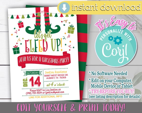 Let's Get Elfed Up Invitation, Let's Get Elfed Up Christmas Invitation ...