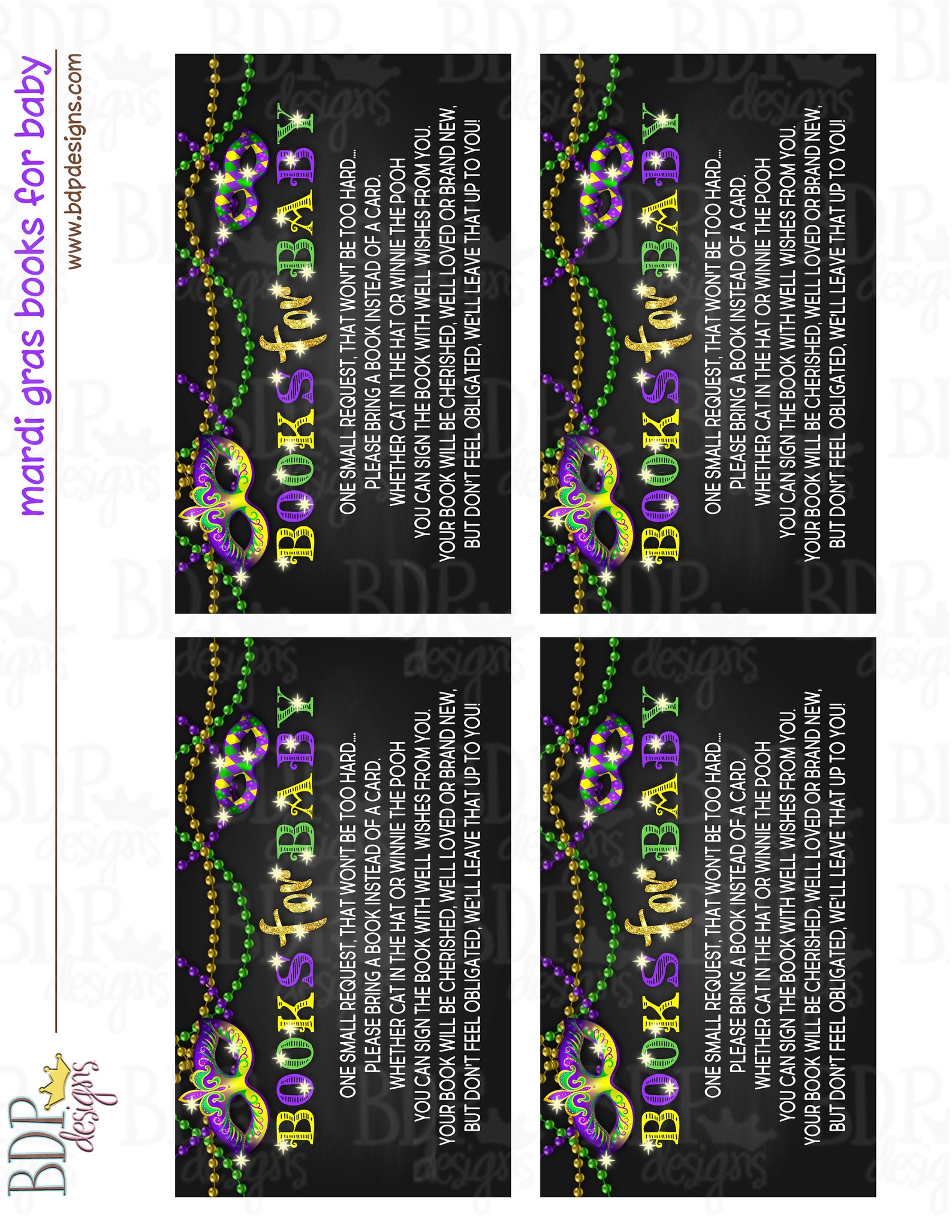 Mardi Gras Books for Baby Mardi Gras Book Insert Mardi Gras | Etsy