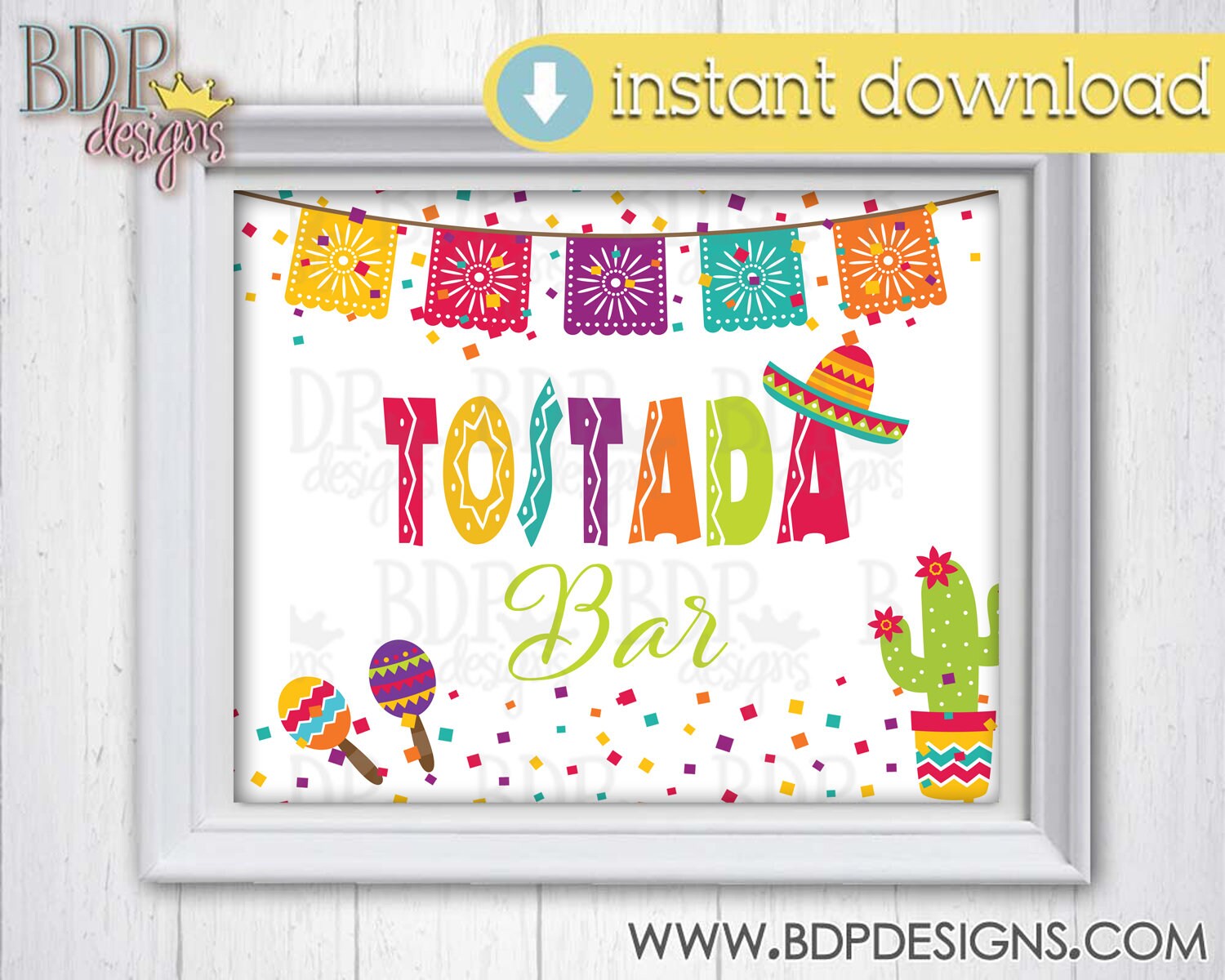 Fiesta Tostada Bar Sign Fiesta Party Signs Fiesta Sign | Etsy