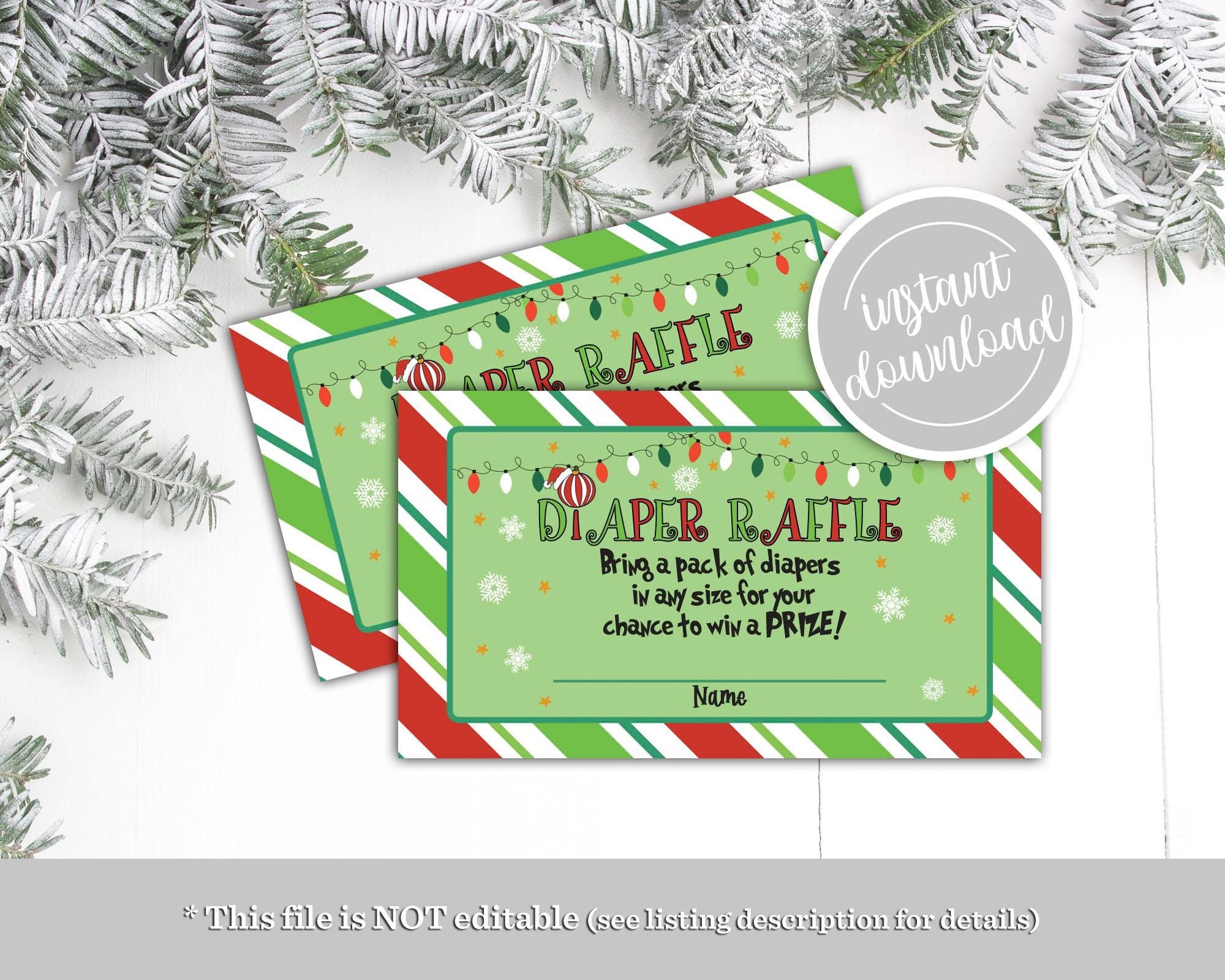 Christmas Baby Shower Diaper Raffle Cards, Printable Baby Shower Bring ...