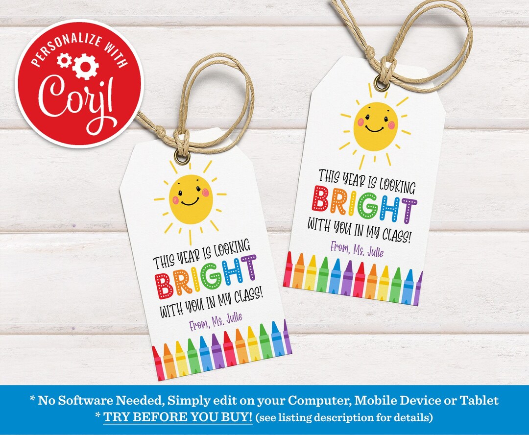 Editable Teacher First Day of School Back to School Treat Favor Tags ...