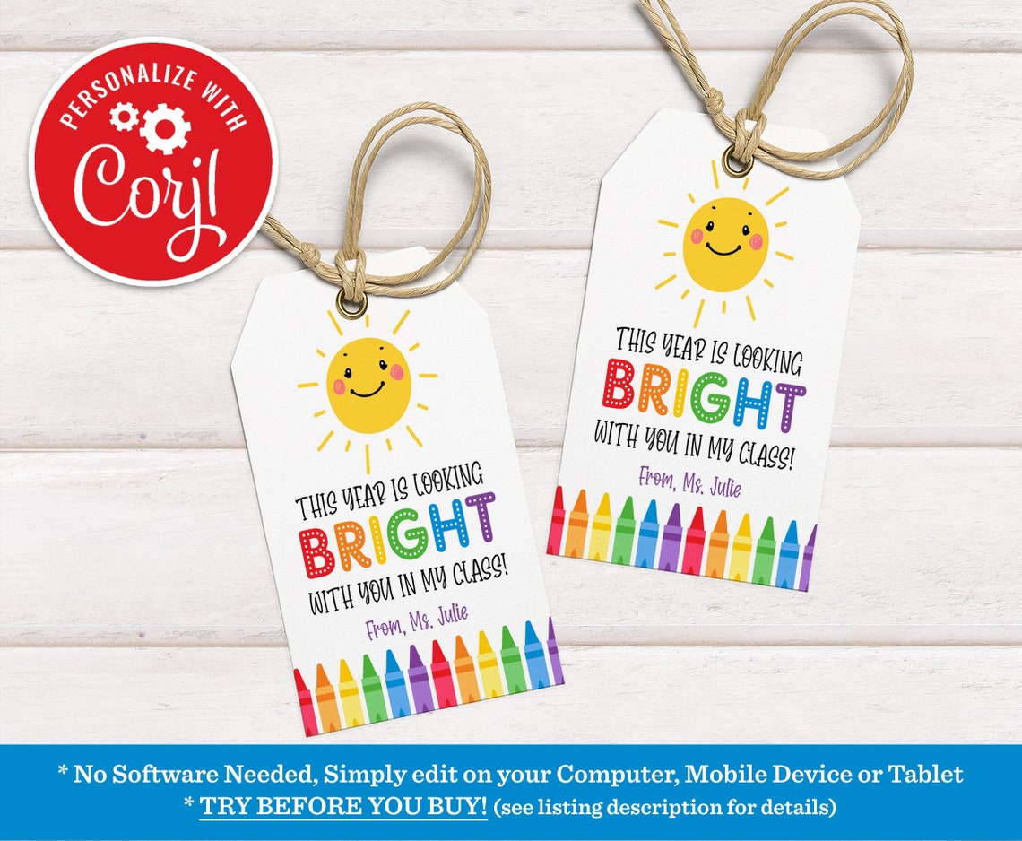 Editable Teacher First Day of School Back to School Treat Favor Tags ...