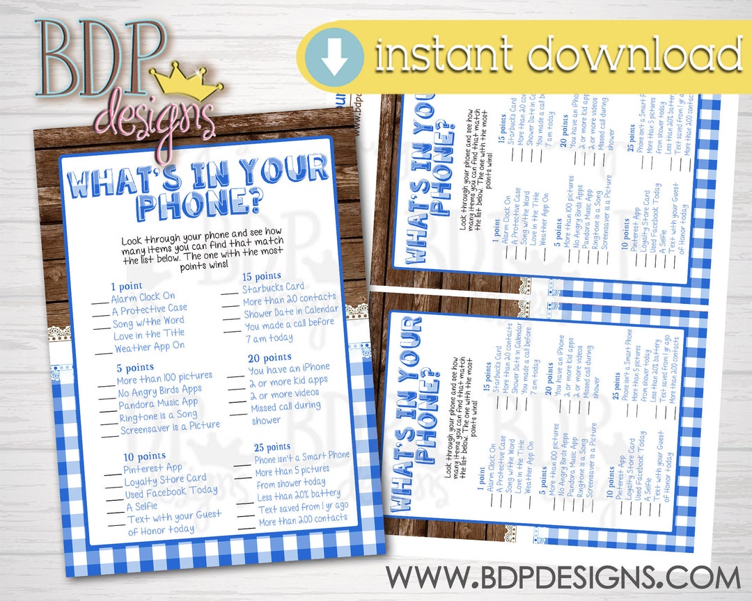 What's in Your Phone BBQ Baby Shower Game (PDF) - Etsy