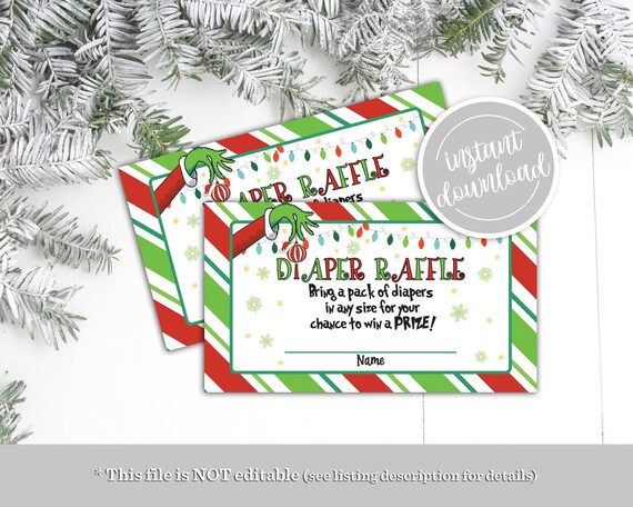 Christmas Diaper Raffle, Diaper Raffle Printable, Diaper Raffle ...