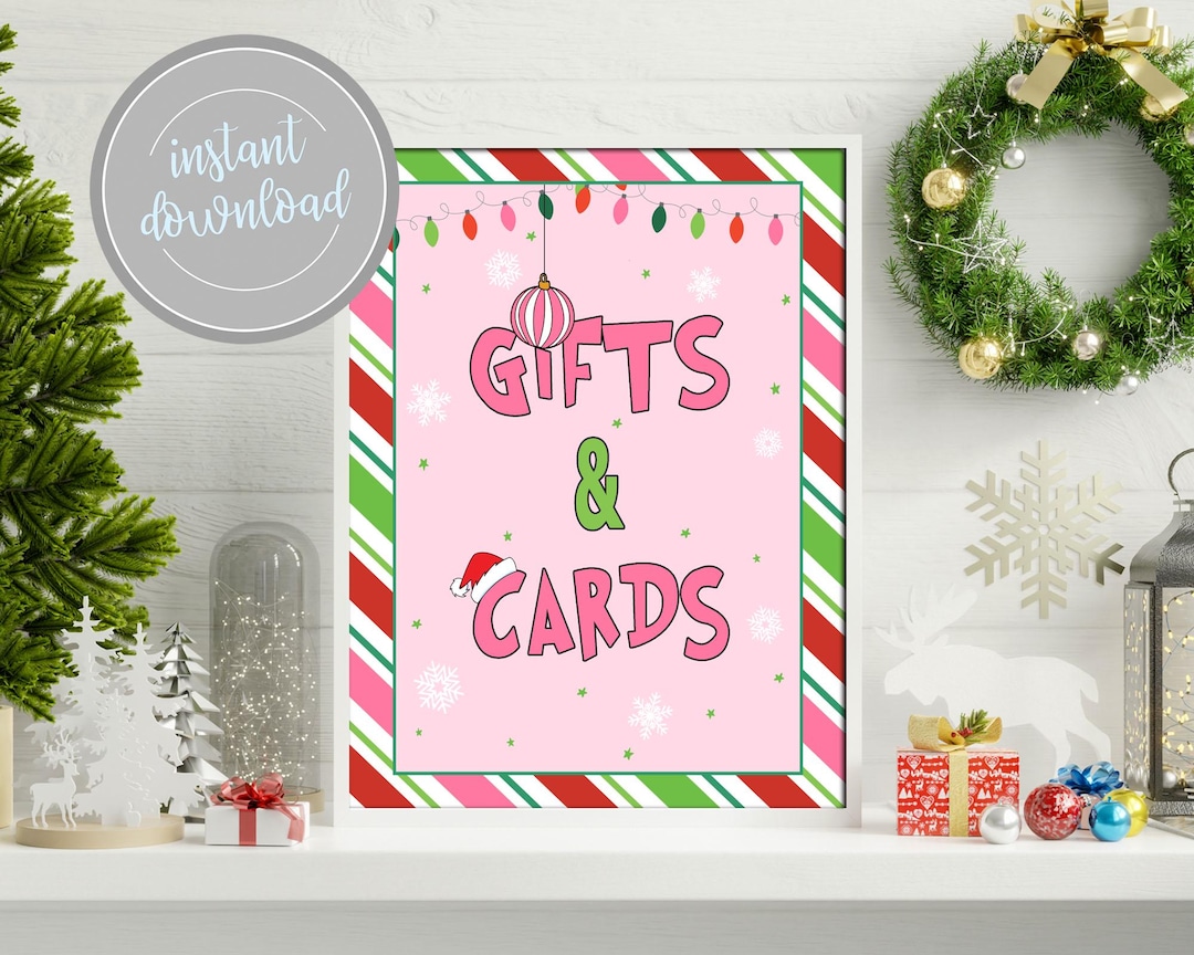 Christmas Gifts & Cards Sign, Holiday Party Decor (digital Download ...