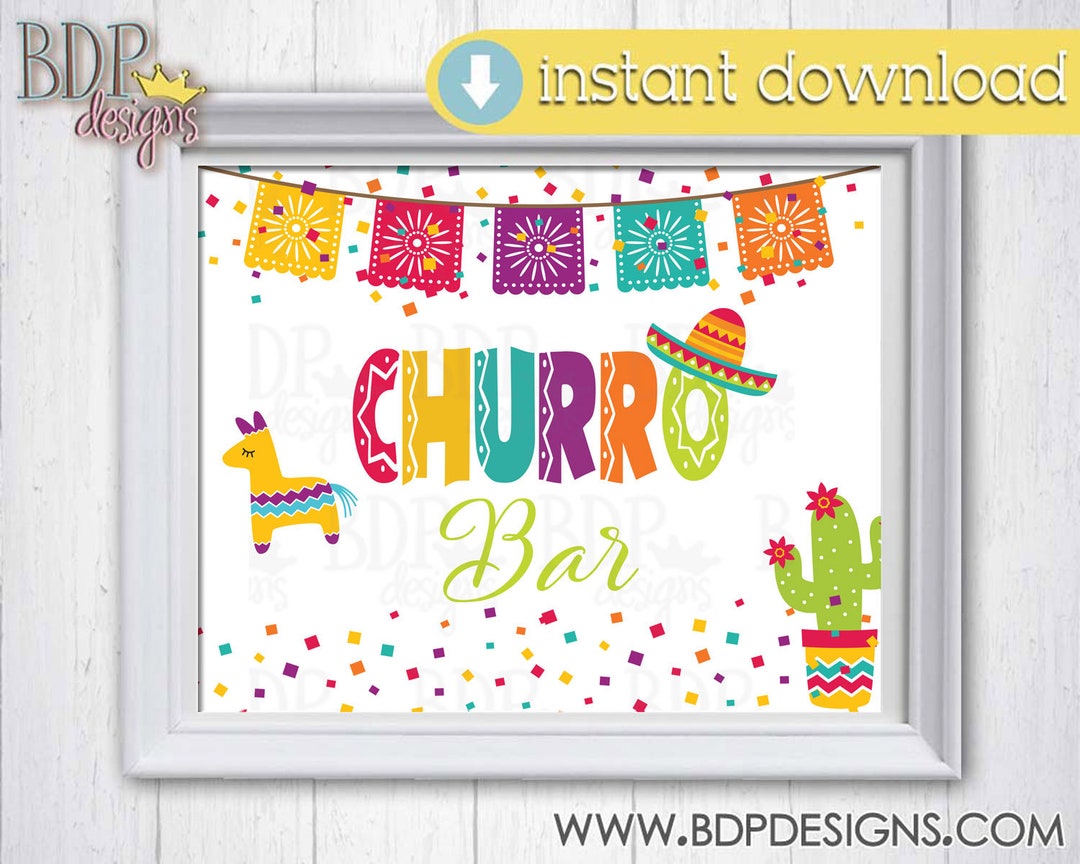 Fiesta Churro Bar Sign Cinco De Mayo Mexican Birthday Party Baby Bridal ...