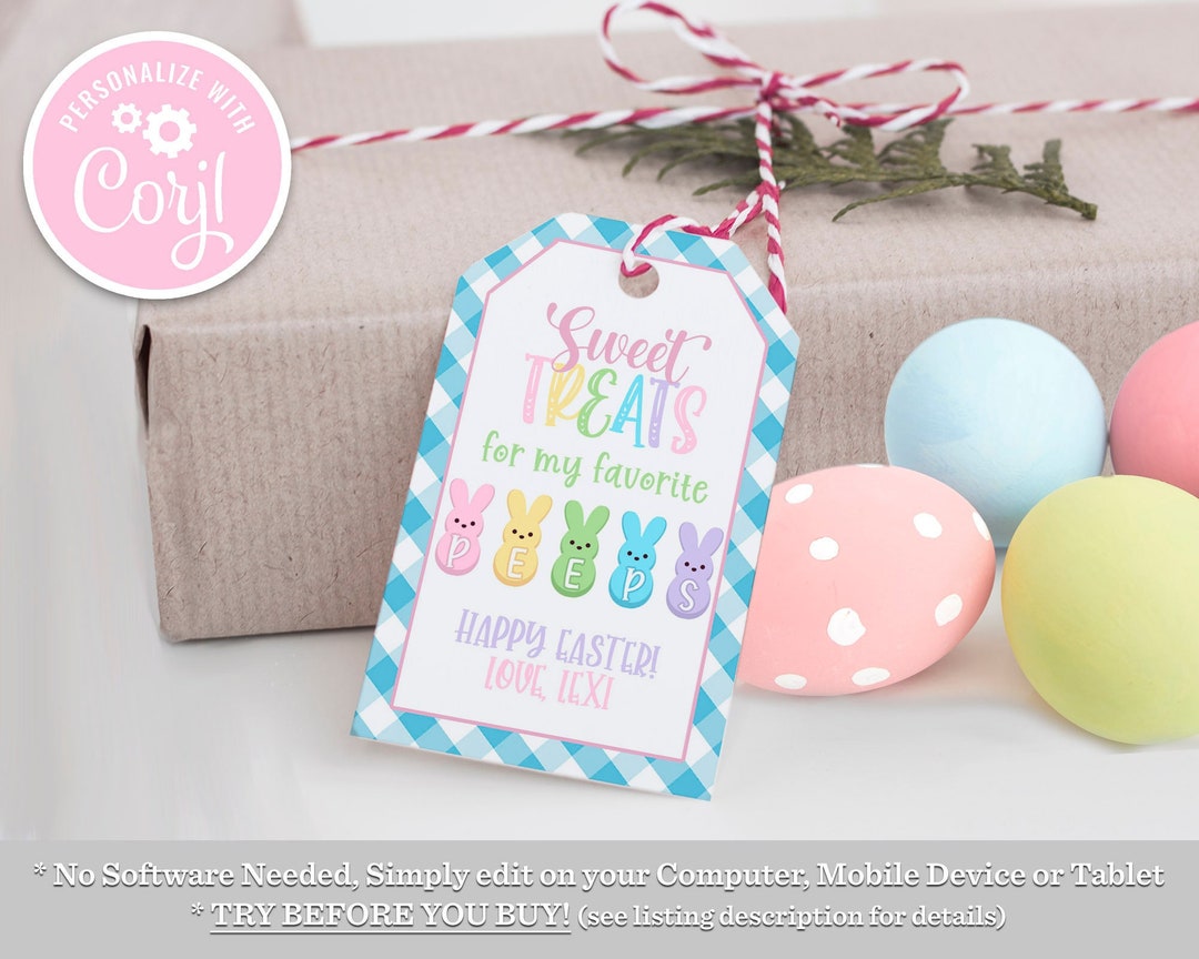 Sweet Treats for My Favorite Peeps, Easter Peeps Tag, Easter Favor Tag ...