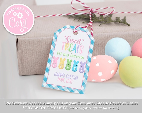 Sweet Treats for My Favorite Peeps, Easter Peeps Tag, Easter Favor Tag ...