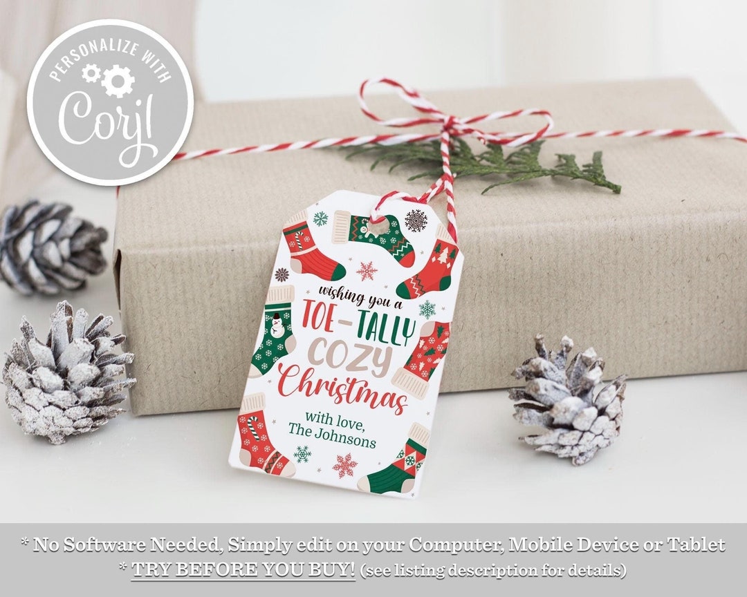 Cozy Christmas Socks Gift Tag: Editable Appreciation Tag (digital ...