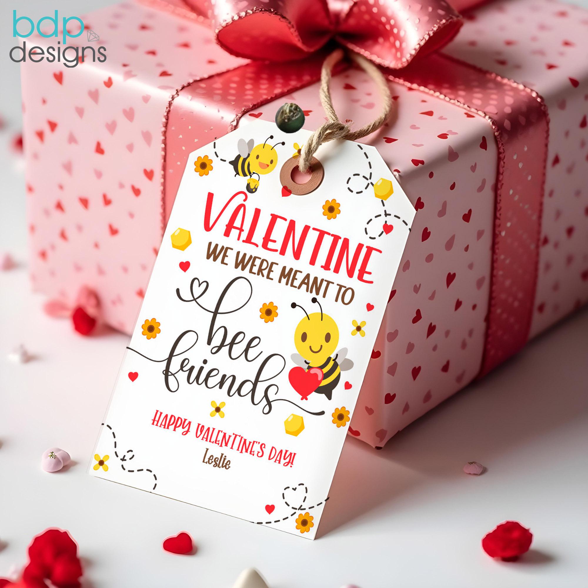 Editable Bee Valentine's Day Gift Tag Meant to Bee Friends Valentine ...