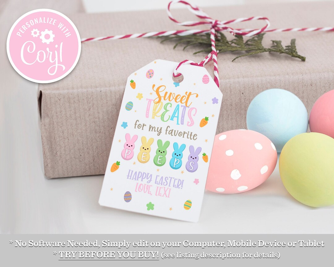 Sweet Treats for My Favorite Peeps, Easter Peeps Tag, Easter Favor Tag ...