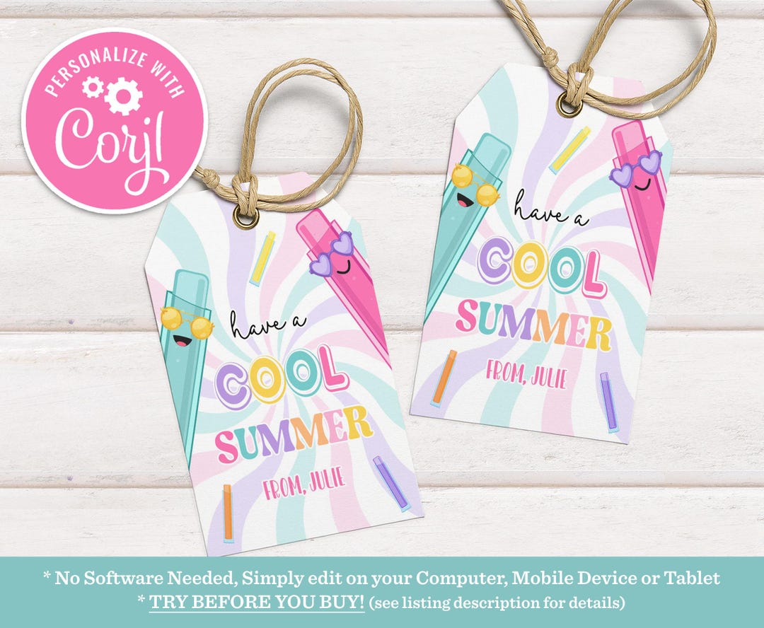 Editable Have A Cool Summer Ice Pop Appreciation Tag, Frozen Treat ...