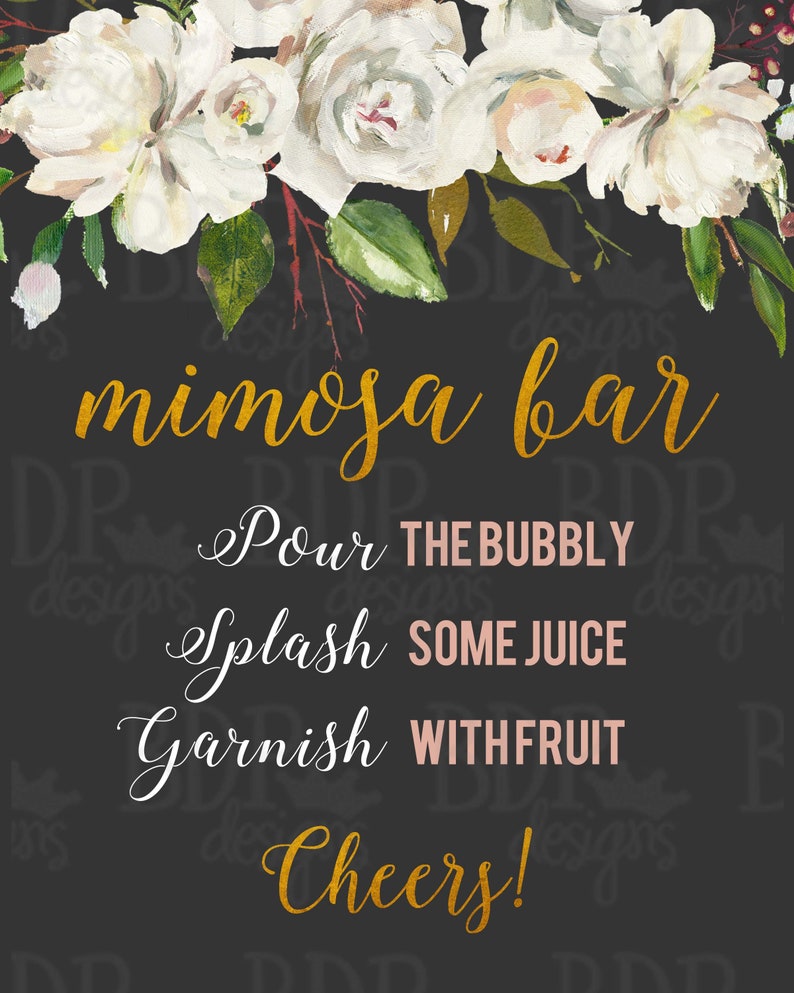 Mimosa Bar Sign Floral Mimosa Bar Sign Mimosa Bar Sign - Etsy