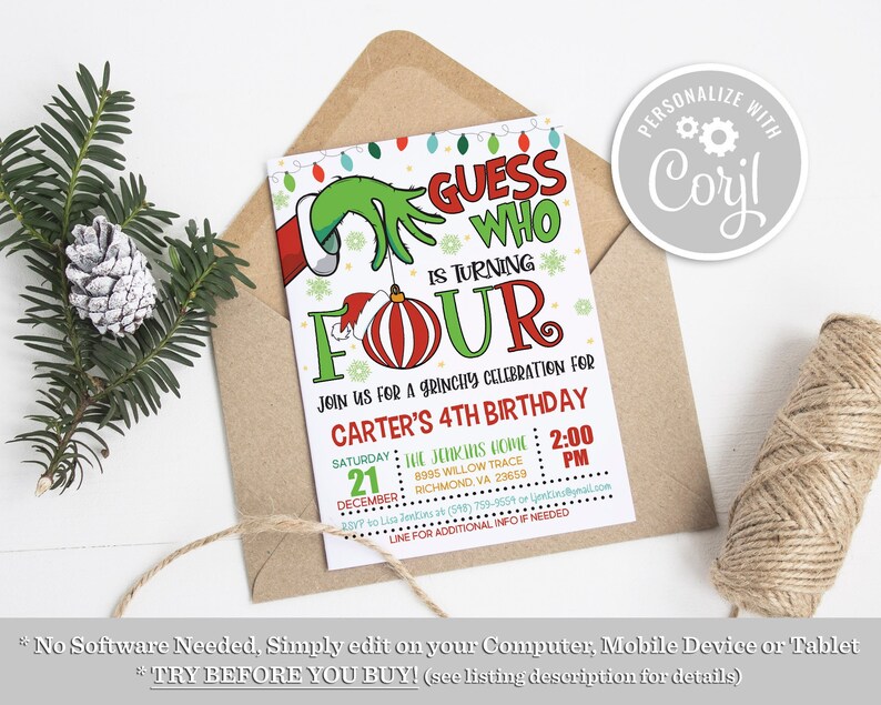 Guess Who is Turning Four Invitation Christmas Birthday - Etsy