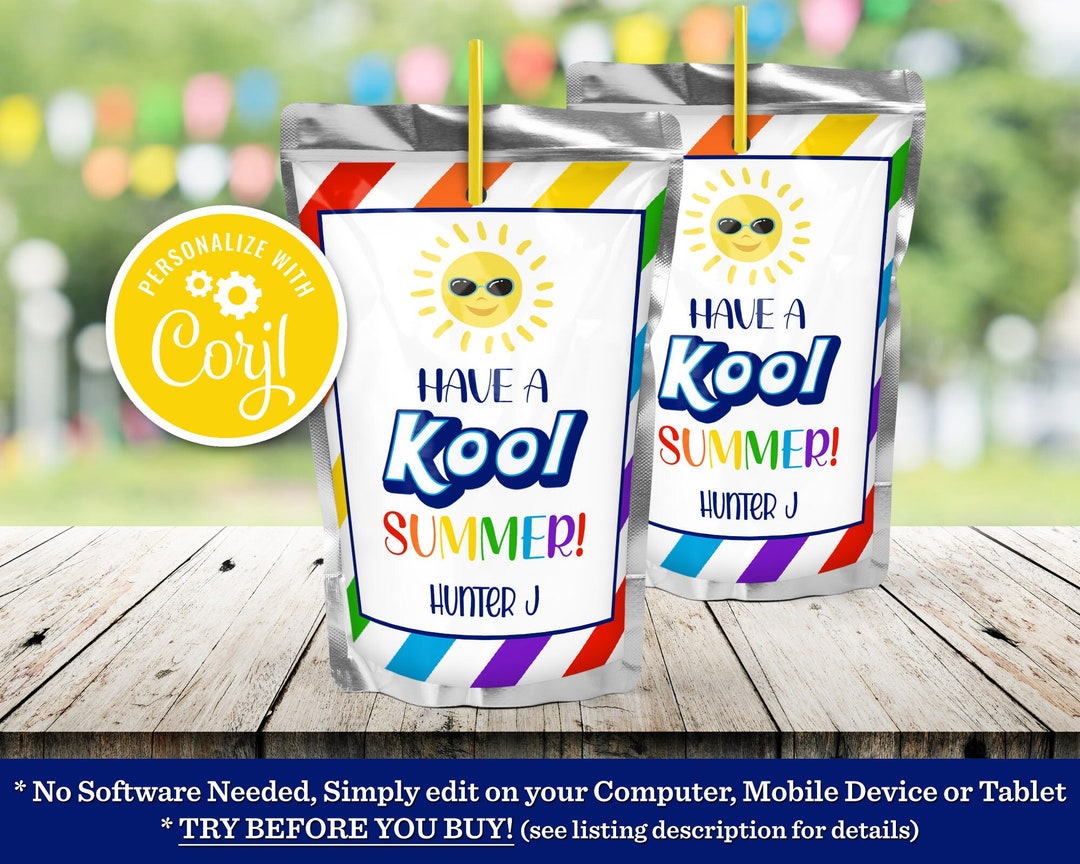Editable Kool Summer Juice Pouch Label (digital Download) - Etsy