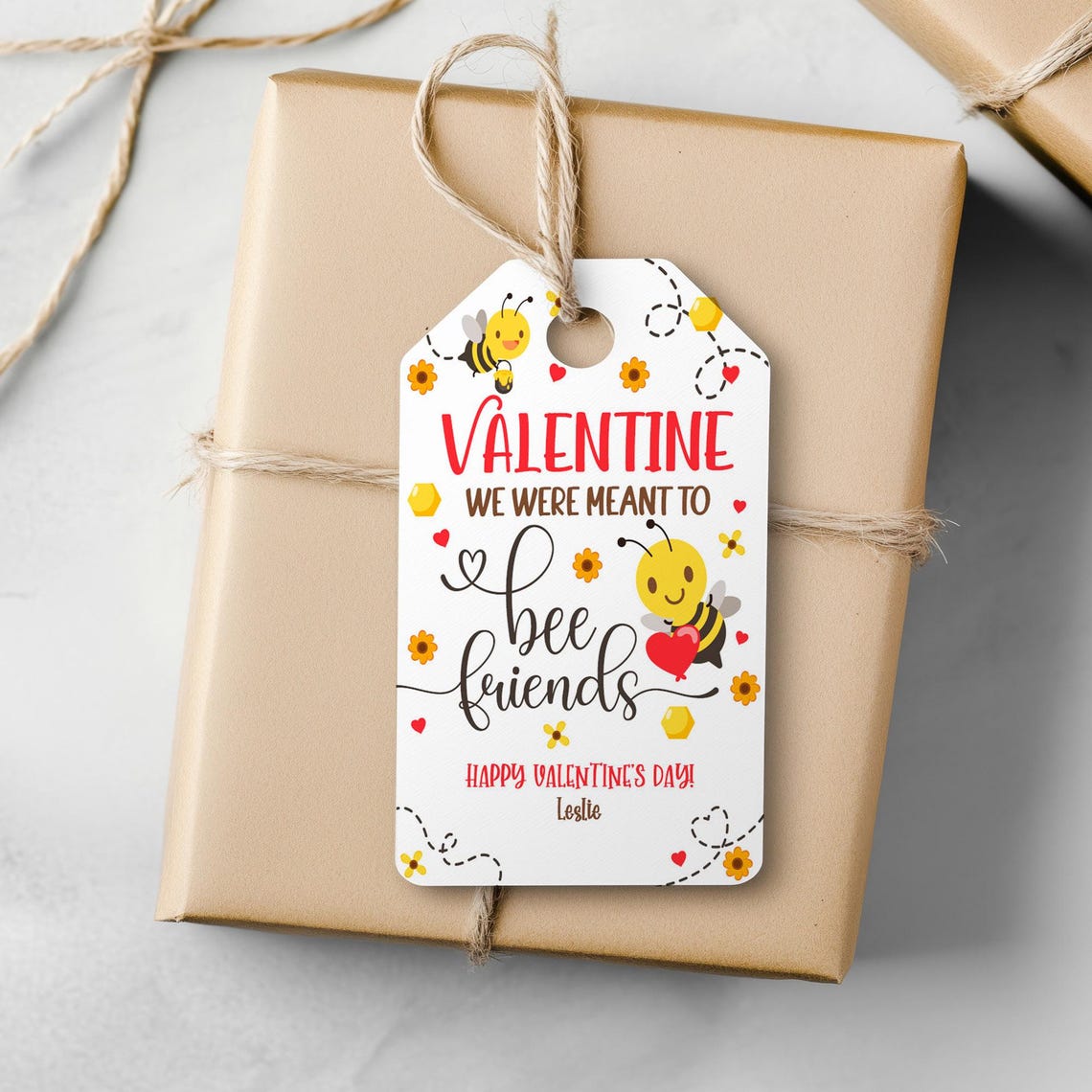 Editable Bee Valentine's Day Gift Tag Meant to Bee Friends Valentine ...