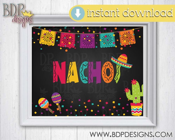 Fiesta Nachos Sign, Fiesta Sign Printable, Fiesta Party Signs, Fiesta ...