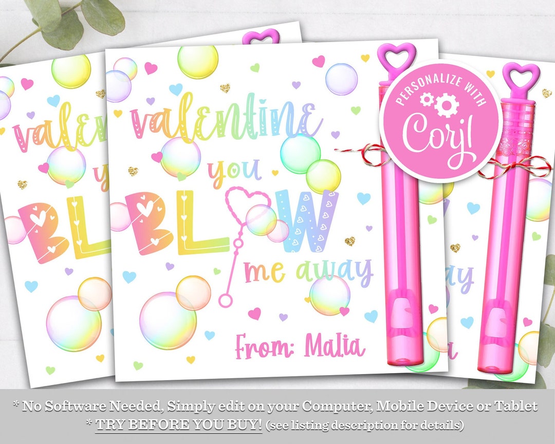 Valentine You Blow Me Away Valentine Bubble Tag You Make My Heart Pop ...