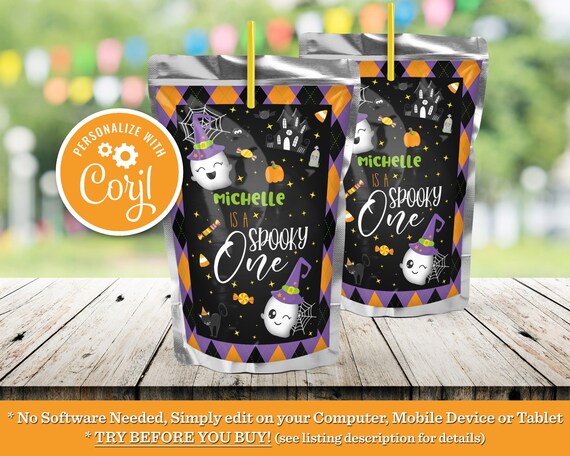Spooky One Capri Sun Label, Halloween Birthday, Halloween 1st Birthday ...