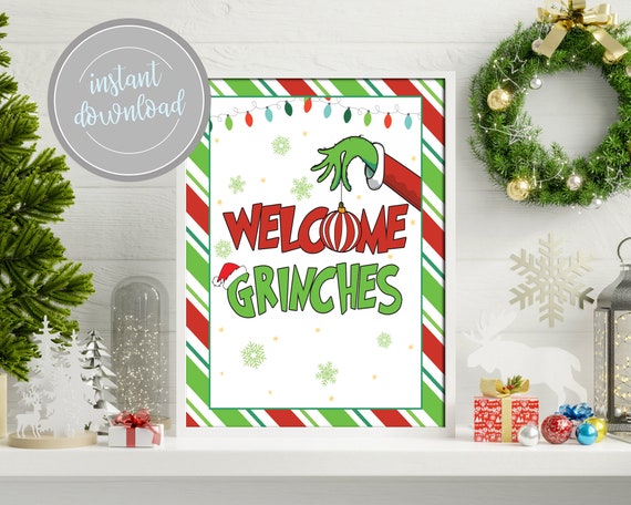 Welcome Grinches Sign Merry Grinchmas Grinch Party Grinch Party