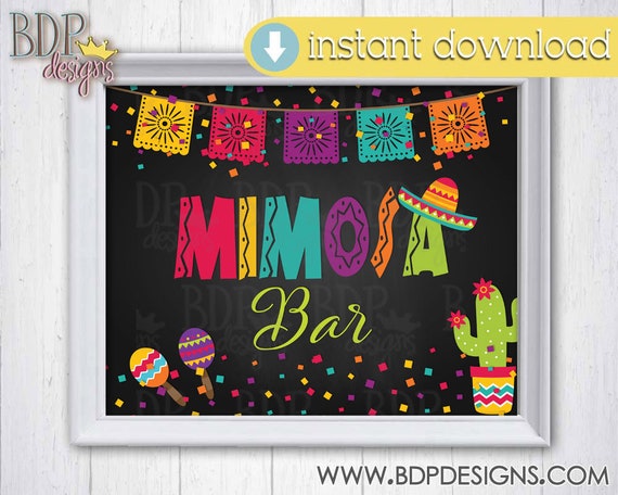 Mimosa Bar Sign, Fiesta Party Signs, Fiesta Sign Printable, Fiesta ...