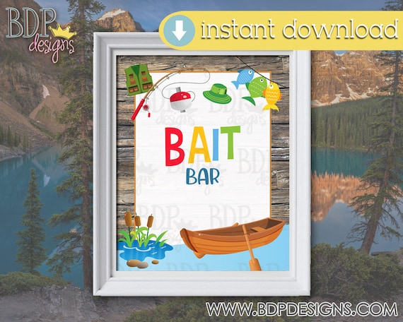 Bait Bar Sign, Fishing Birthday Sign, Fishing Party Decoration, Fishing ...