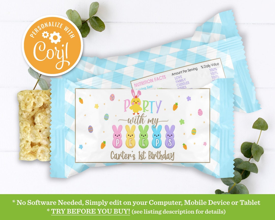 Easter Party With My Peeps Crispy Rice Treat Wrapper Label Template ...