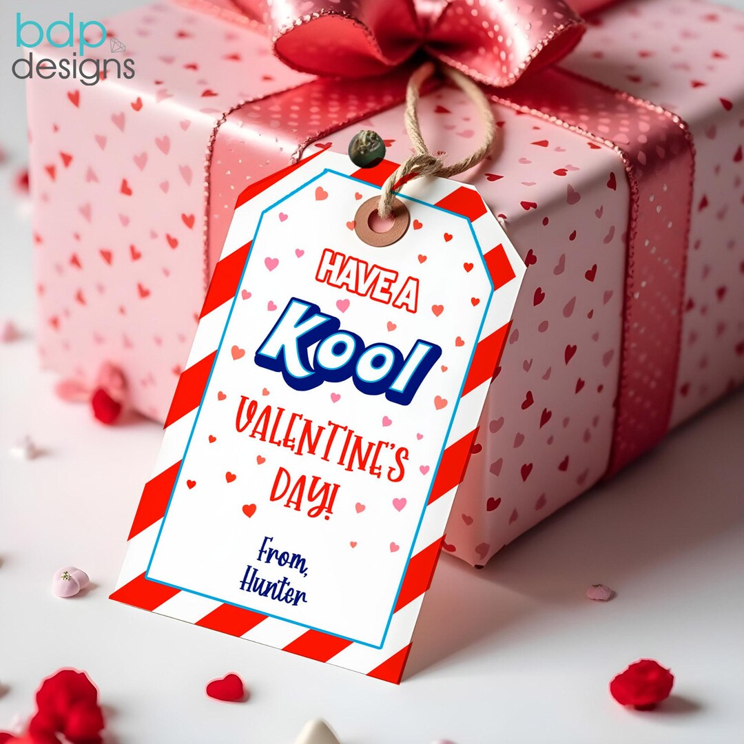 Kool Valentine's Day Favor Tags: Printable Classroom Gift (digital ...