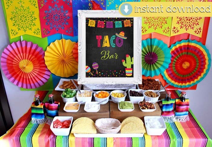 Taco Bar Sign Fiesta PRINTABLE INSTANT DOWNLOAD Fiesta - Etsy