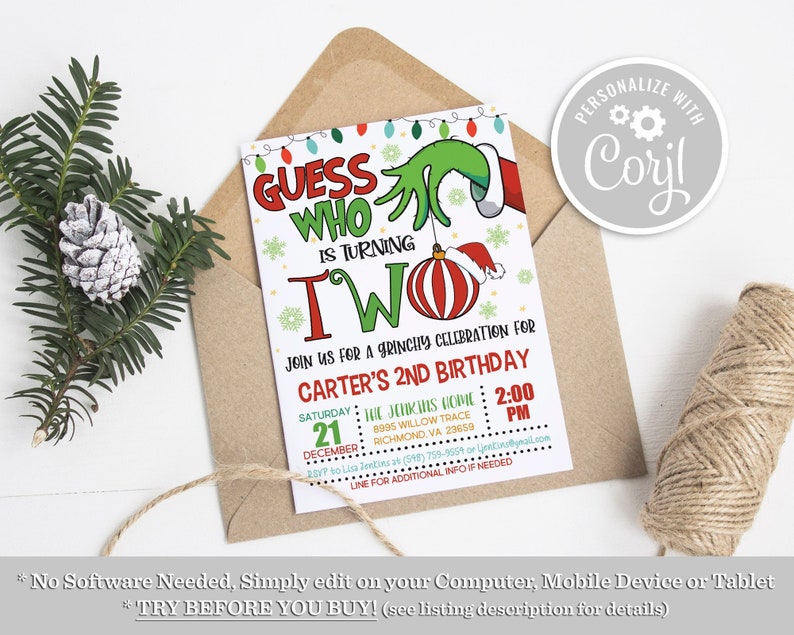Guess Who is Turning Two Invitation Christmas Birthday - Etsy