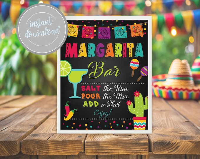 Let's Fiesta Margarita Bar Sign Template-cactus Margarita Bar Sign Set ...