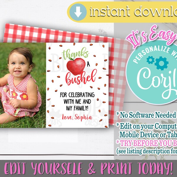 Apple Theme Thank You Cards - Etsy