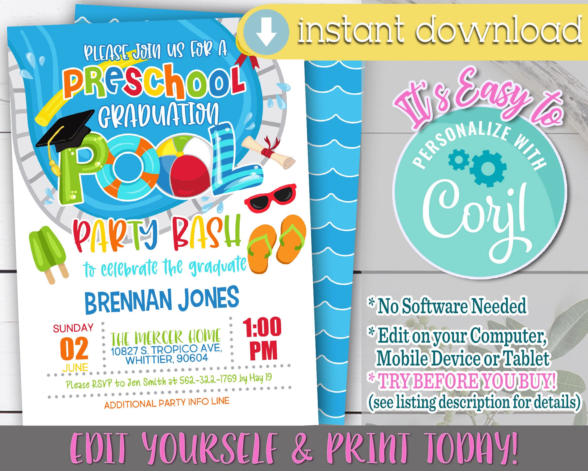 Preschool Graduation Party Invitations