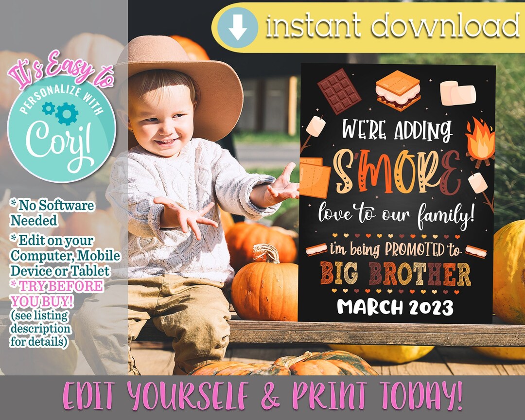 Big Brother Pregnancy Announcement Sign, Adding Smore Love to Our ...