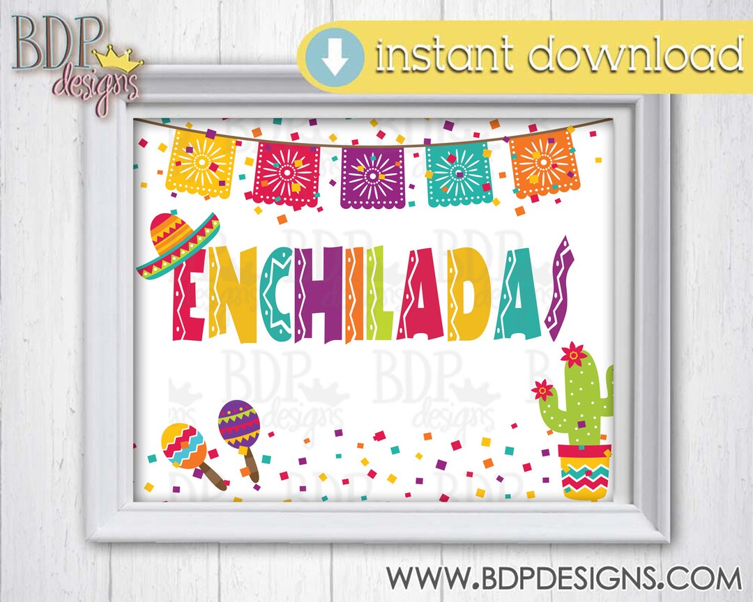 Fiesta Enchiladas Sign: Mexican Theme Party Decor (digital Download) - Etsy