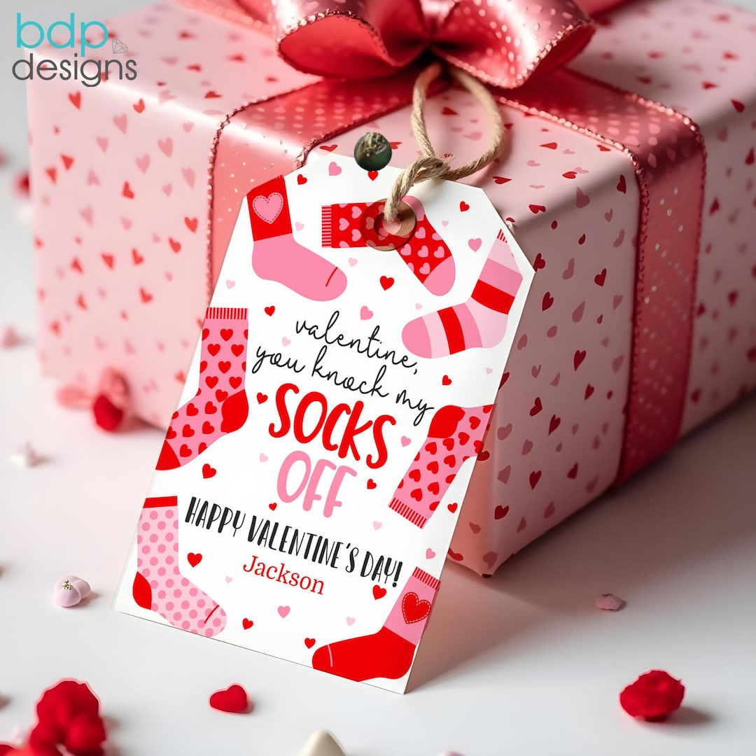 Editable You Knock My Socks off Valentine's Gift Tag Valentine ...