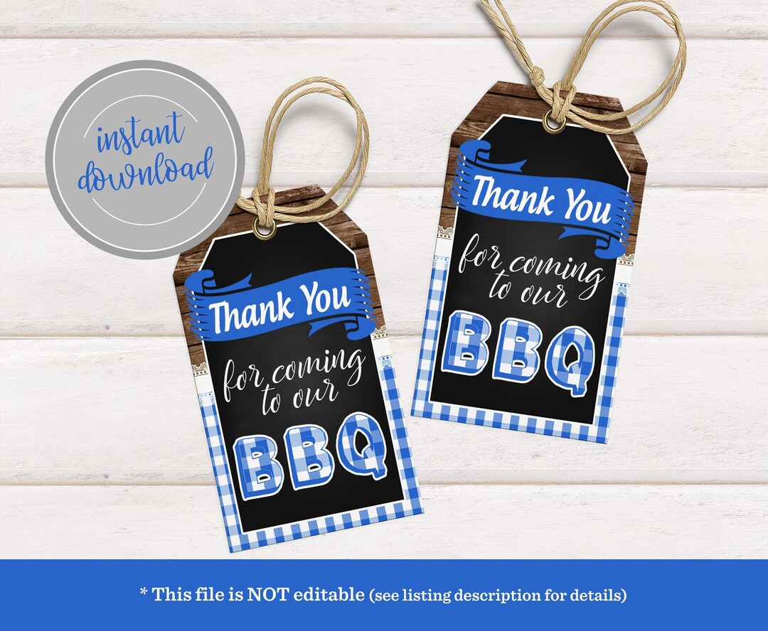 Blue BBQ Favor Tags: Baby Q Party Thank You (digital Download) - Etsy