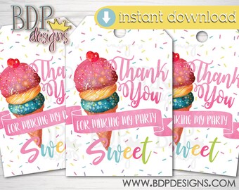 Editable Ice Cream Favor Tags Here's the Scoop Thank You - Etsy