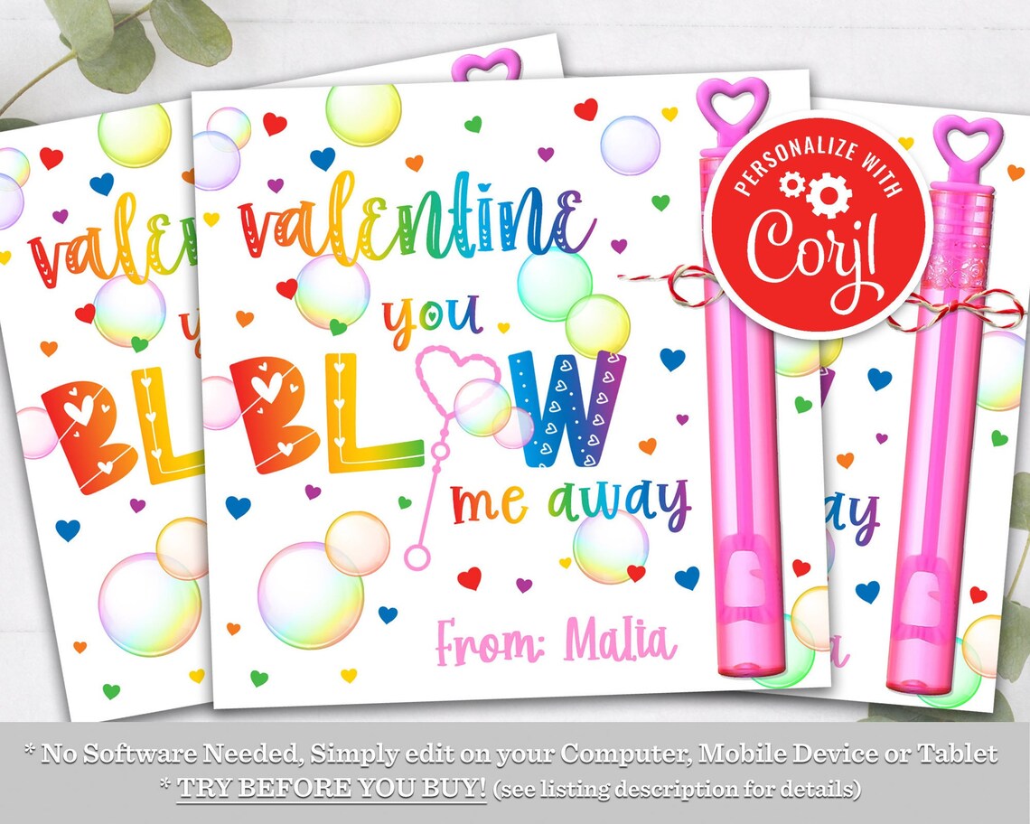 Valentine You Blow Me Away Valentine Bubble Tag Valentines - Etsy